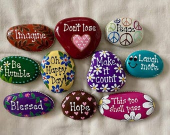 Inspirational Painted Rocks - Set of 10 - Etsy