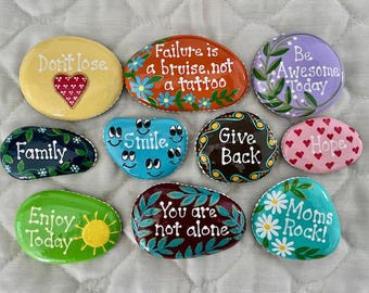 Inspirational Painted Rocks - Set of 10 - Etsy