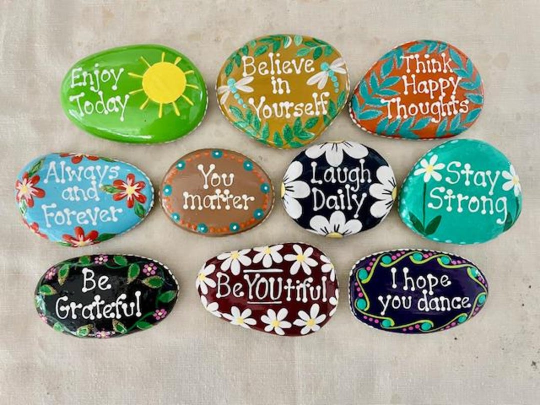 Inspirational Painted Rocks - Set of 10 - Etsy
