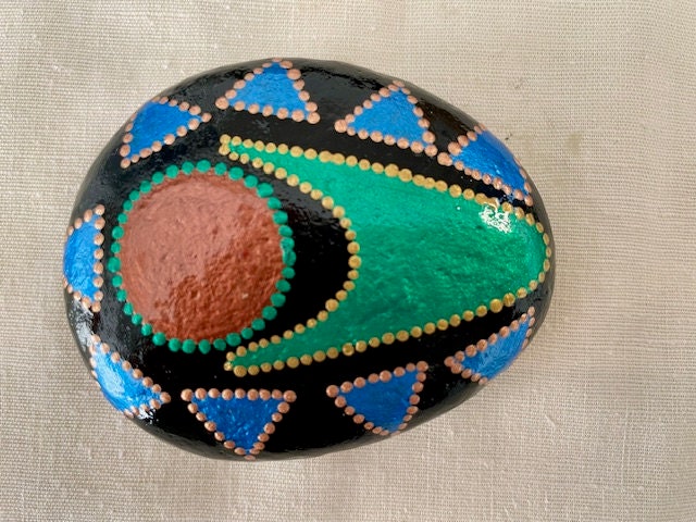 Metallic Geometric Design Painted Rocks - Etsy