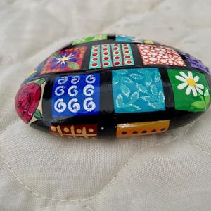 Square Design Painted Rock - Etsy