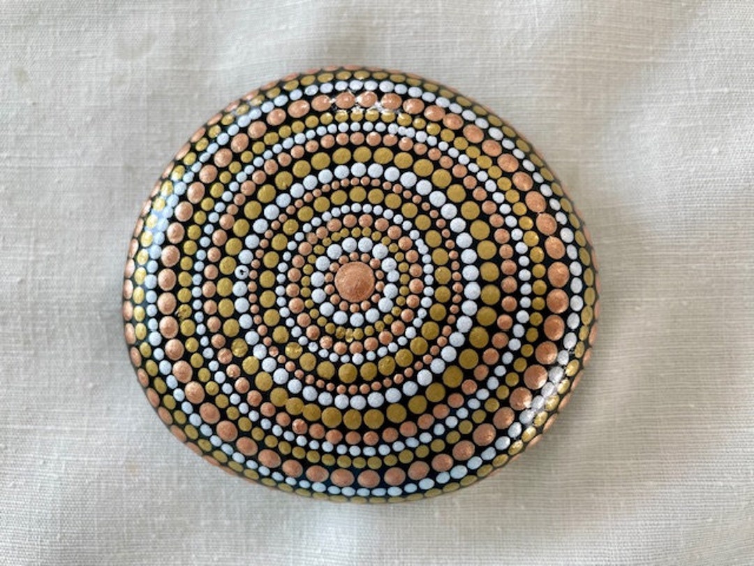 Metallic Dotted Painted Rock - Etsy