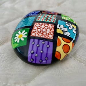 Square Design Painted Rock - Etsy