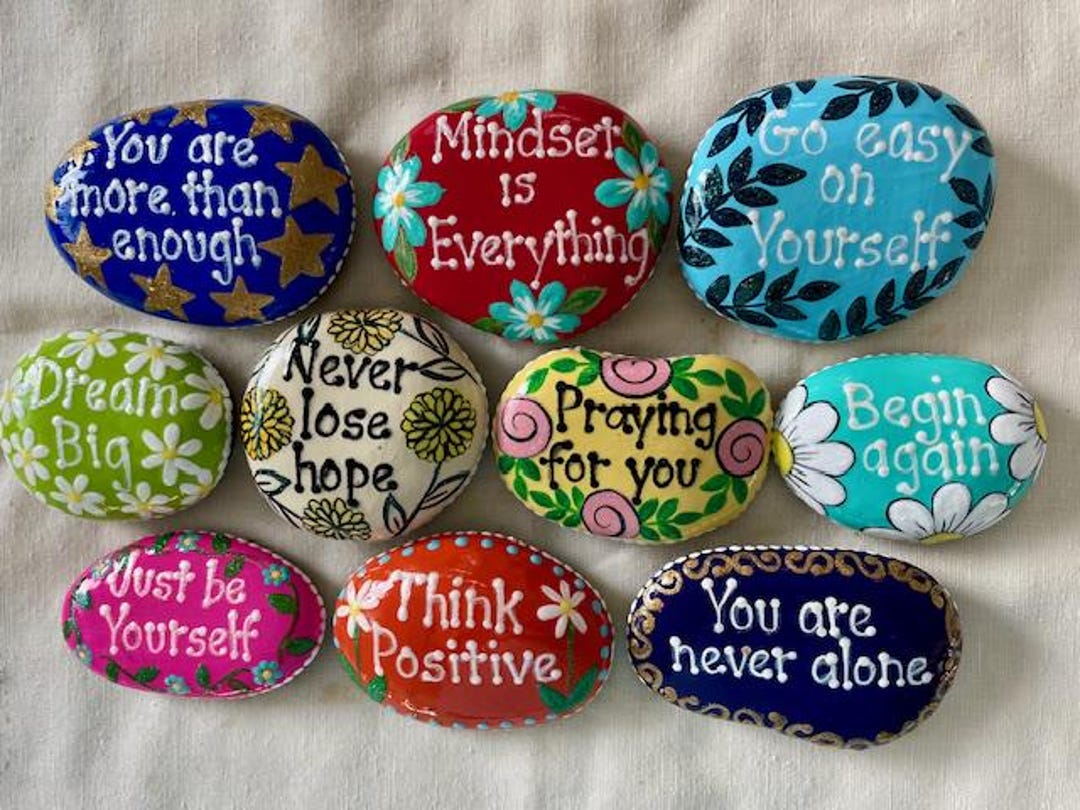 Sparkled Inspirational Painted Rocks - Etsy