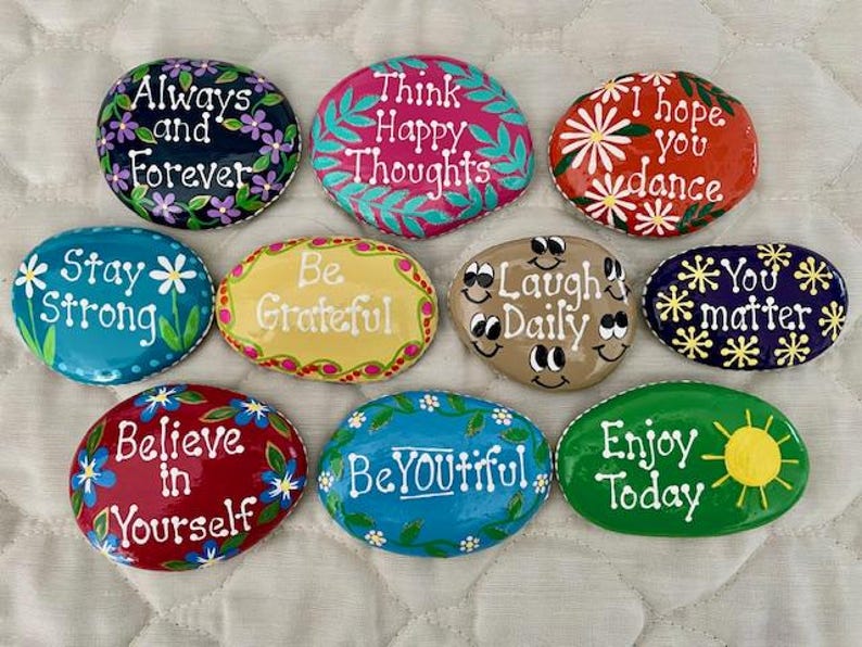 Inspirational Painted Rocks - Set of 10 - Etsy