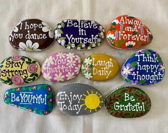 Suicide Awareness Painted Rocks, Mental Health Rocks, Encouraging Gifts ...
