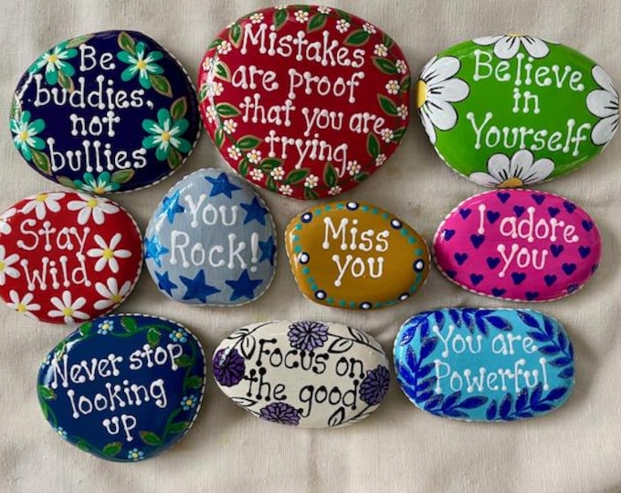 Inspirational Painted Rocks - Set of 10 - Etsy