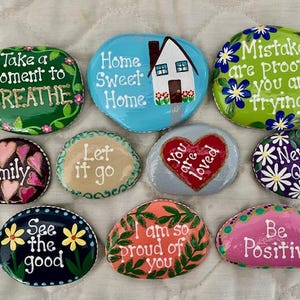 Inspirational Painted Rocks - Set of 10 - Etsy