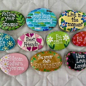Inspirational Painted Rocks - Set of 10 - Etsy