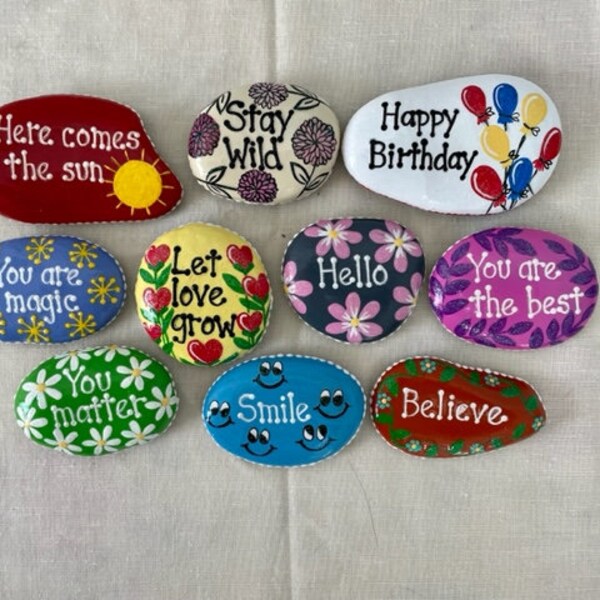 Painted Rocks With Inspirational Quotes - Etsy