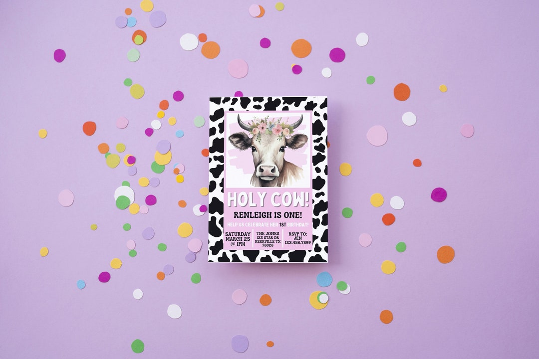 Holy Cow Birthday Invitation Digital Download - Etsy