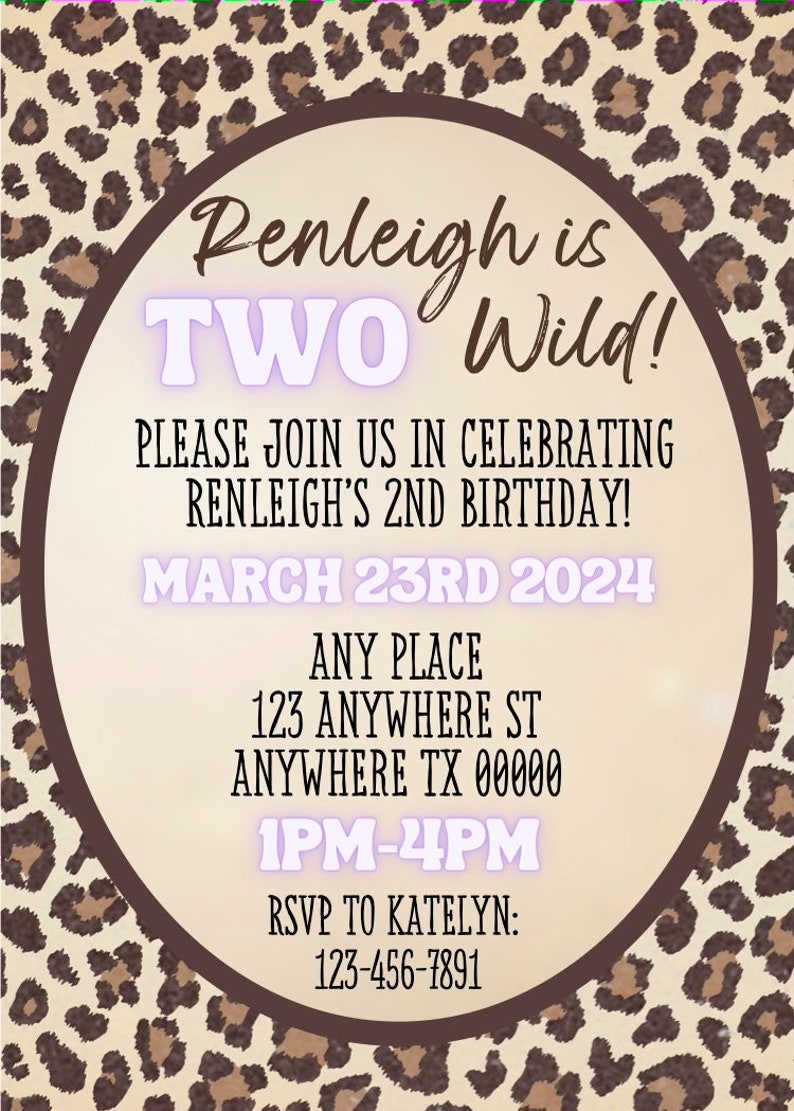 Editable Two Wild Leopard Print Jungle Birthday Party - Etsy