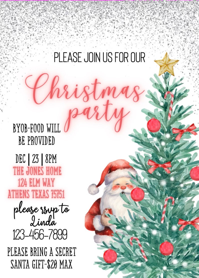 Editable Water Color Christmas Party Invitation Digital Download - Etsy