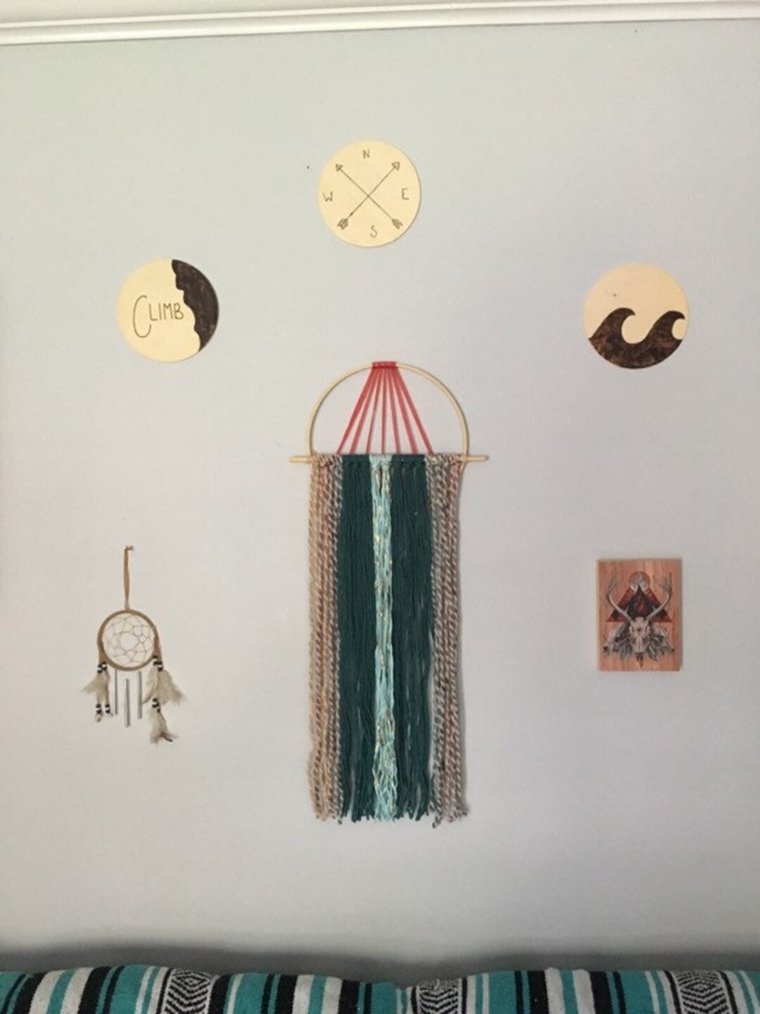 Bohemian Pyramid Yarn Art, Hippy Hoop With Triangle, Sparkle Yarn ...