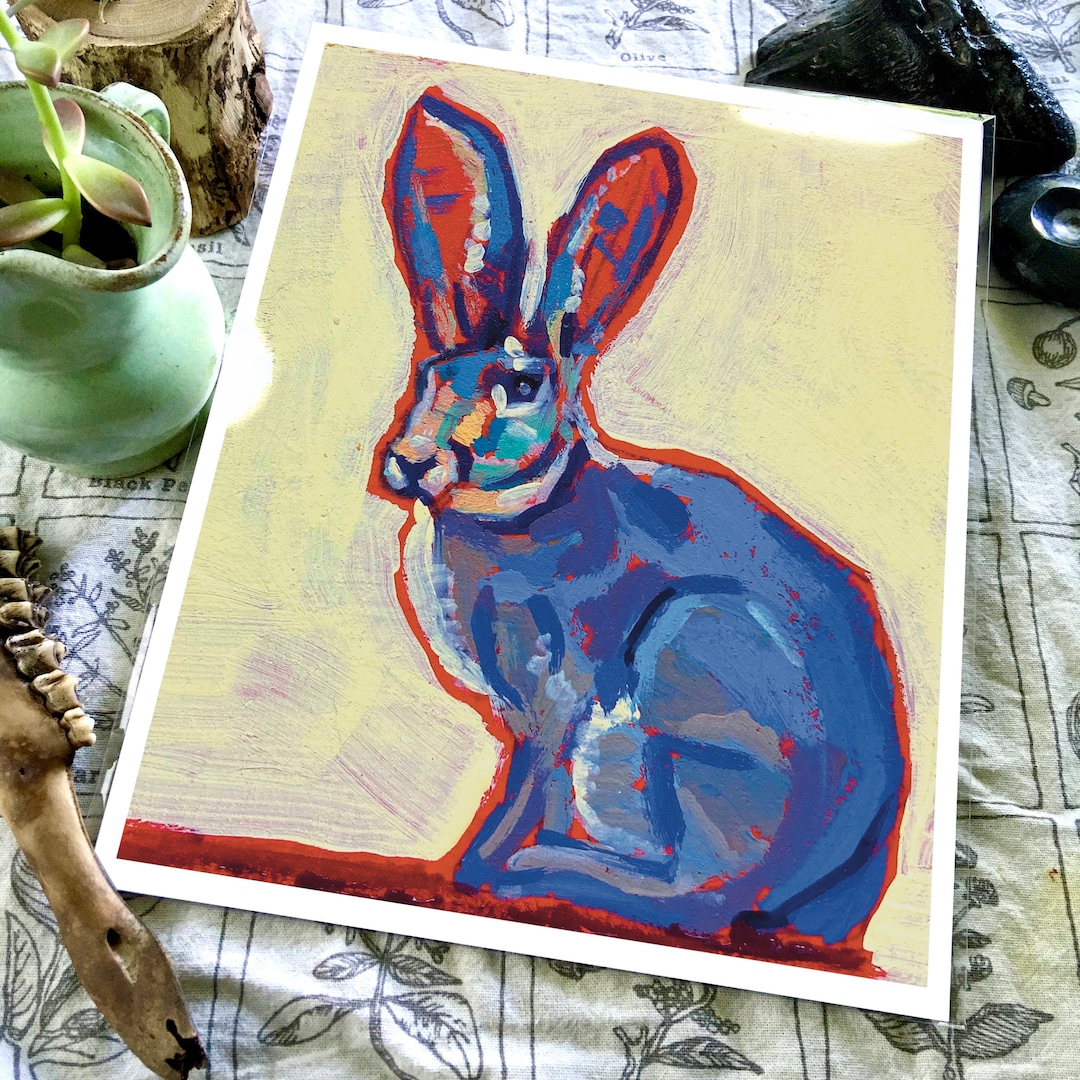 Jack Rabbit Fine Art Print, Rabbit Painting, - Etsy