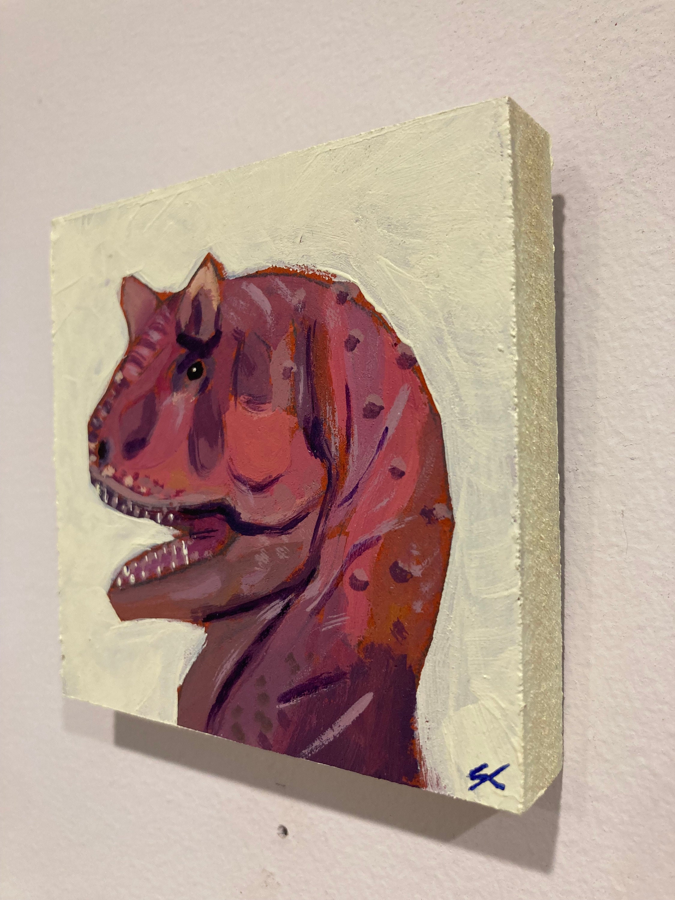 Carnotaurus 3"x3" Original Acrylic Painting - Etsy
