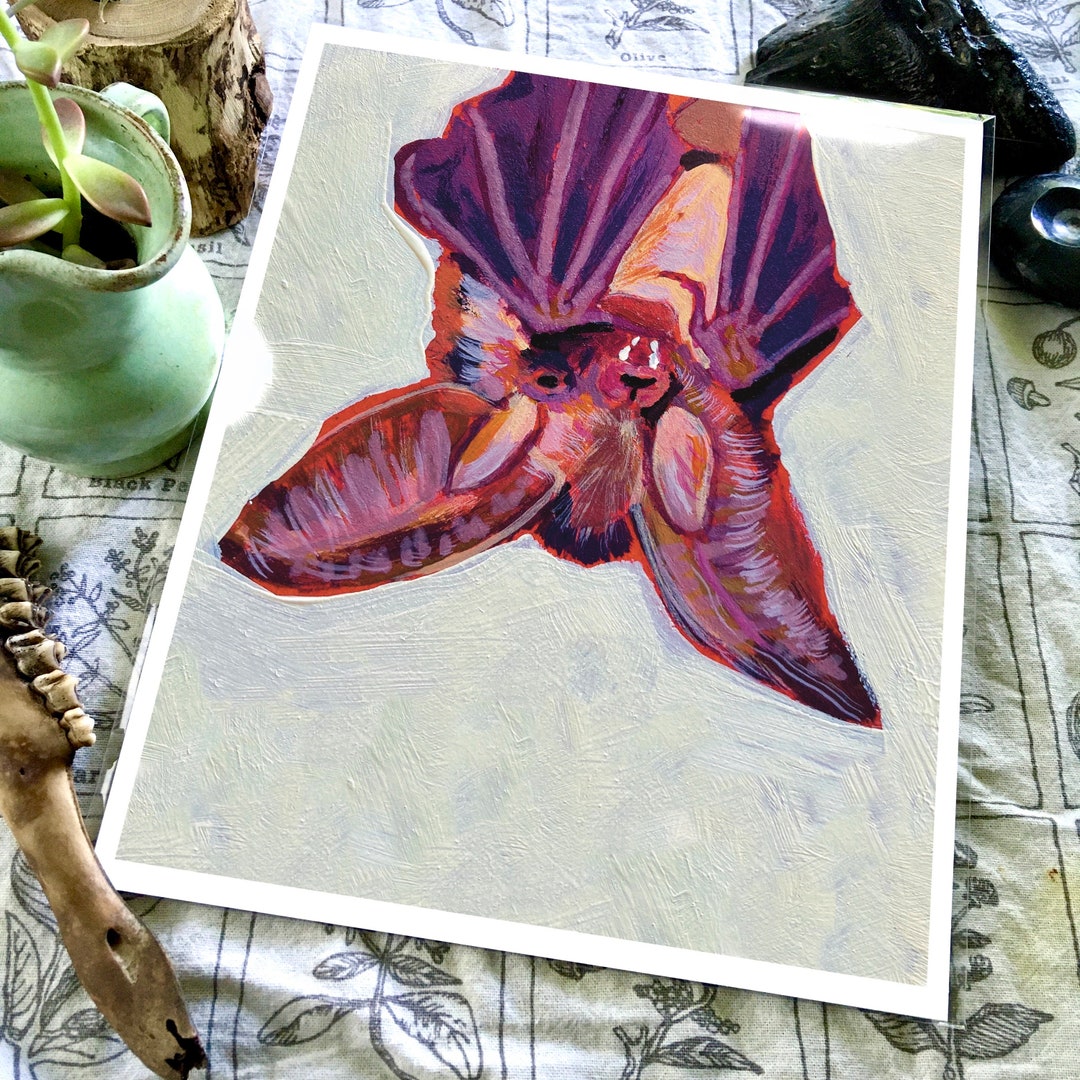 Little Brown Bat Fine Art Print, 8x10 Art Print, Bat Painting, Vermont ...