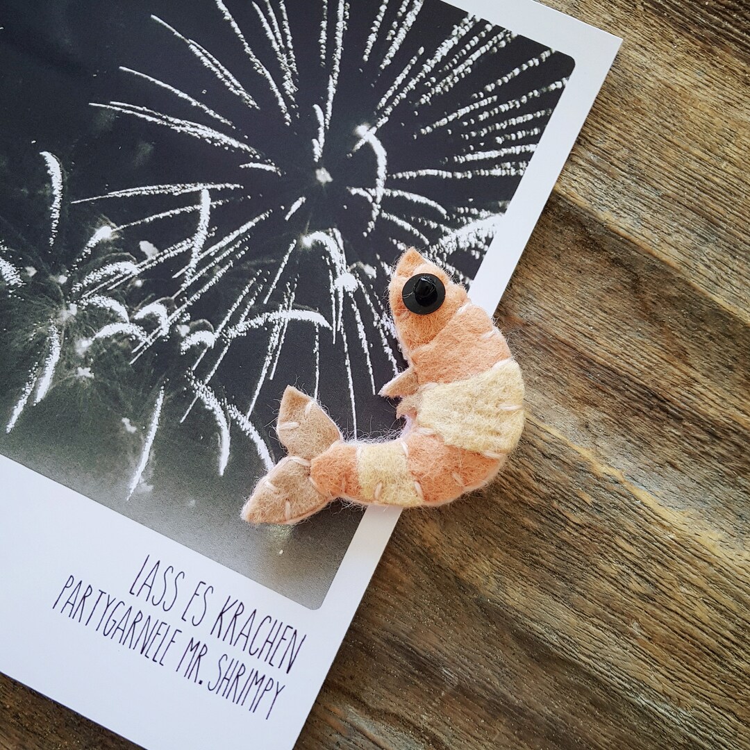 Garnele Brosche, Filz, Glücksbringer, Geschenk, Kleinigkeit, Ostern ...