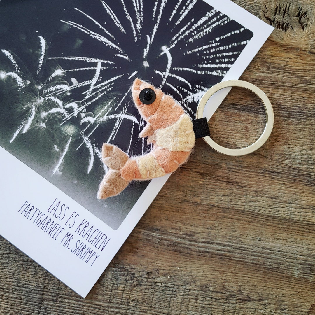 Garnele Anhänger, Filz, Shrimps, Glücksbringer, Geschenk, Kleinigkeit ...