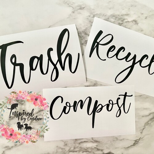 Trash Recycle and Compost Vinyl Decal Set | Etsy