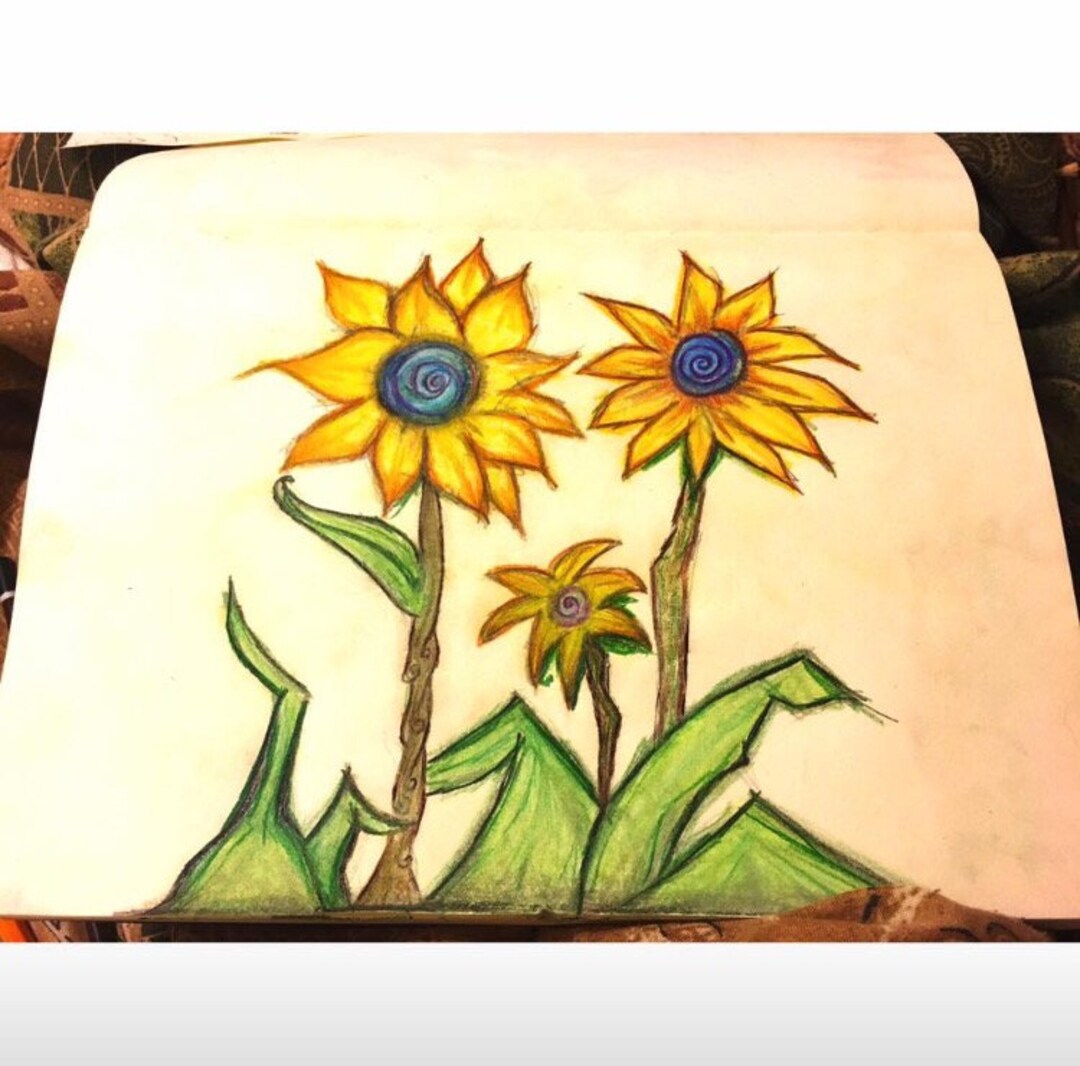 Freelance Whimsical Sunflower Drawing Printcopy by Daniellenicole - Etsy