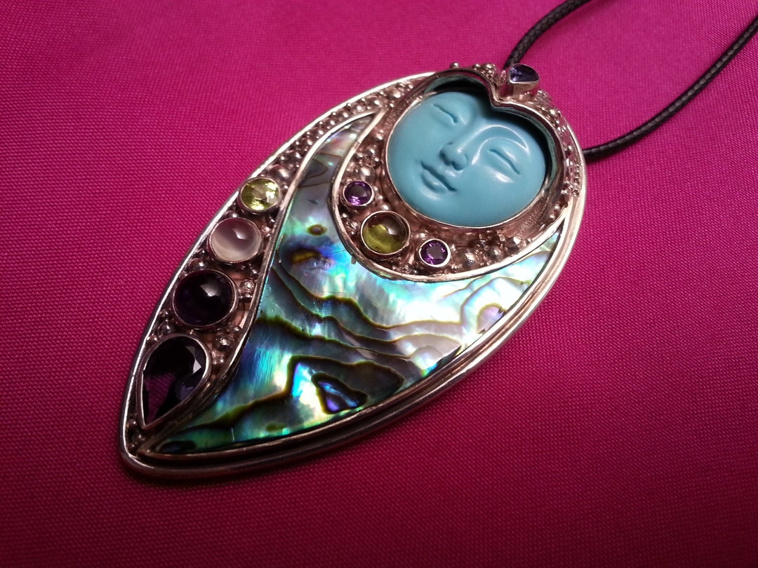Gorgeous Sterling Silver Sajen Pendant Brooch, Reconstituted Turquoise ...
