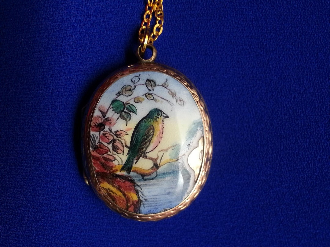 Charming Victorian Antique Hand-painted Double-sided Locket, Enamel ...