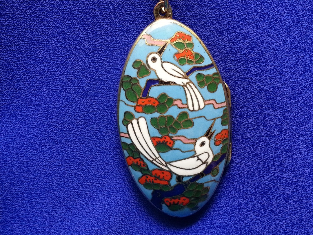 Charming Chinese Enamel Heart Pillbox Locket Pendant, Deep Red Orange ...