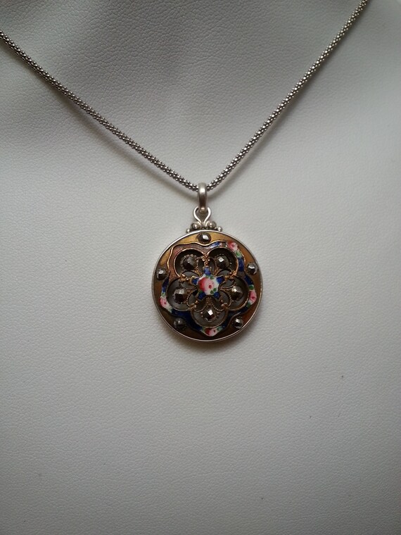 Antique Victorian button in sterling silver setting, … - Gem