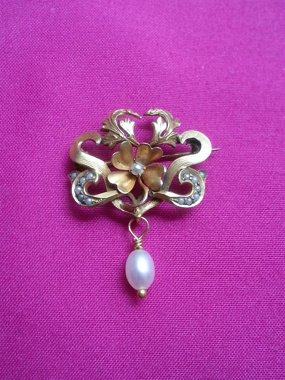 Delicate 10k Gold Edwardian Art Nouveau Lady Fob Watch Brooch, Can Wear ...