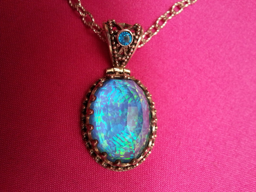 Mermerizing Sterling Silver Sajen Pendant, Opal and Faceted Quartz ...