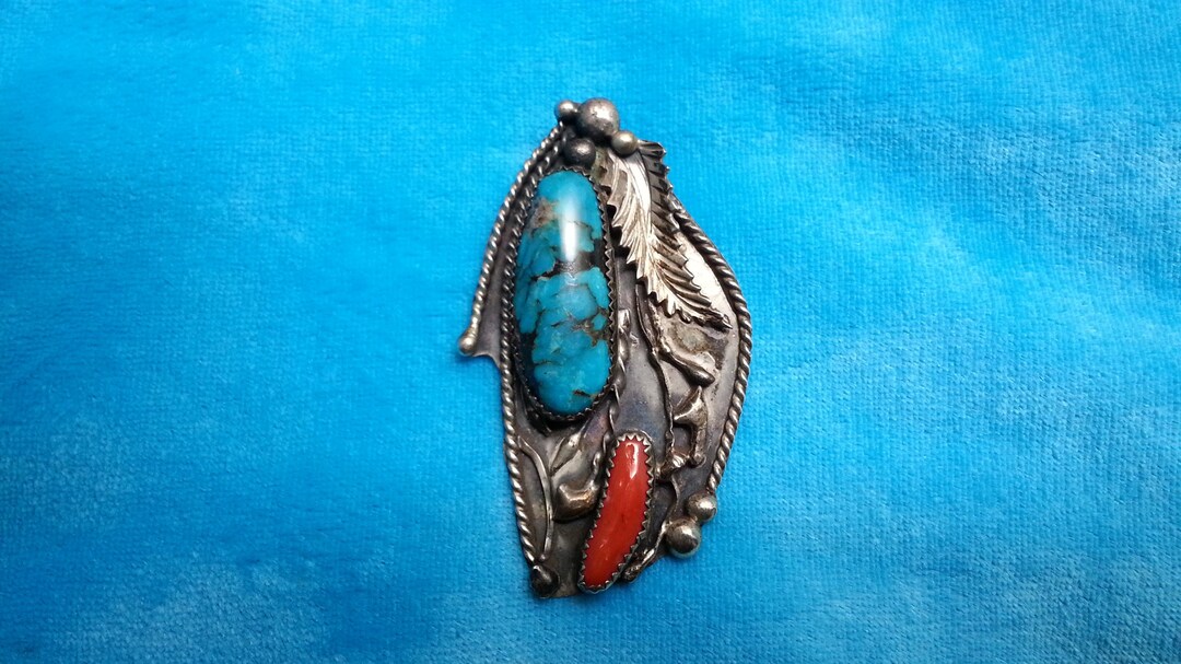 Stunning Large Native American Pendant, Old Pawn Navajo Sterling ...