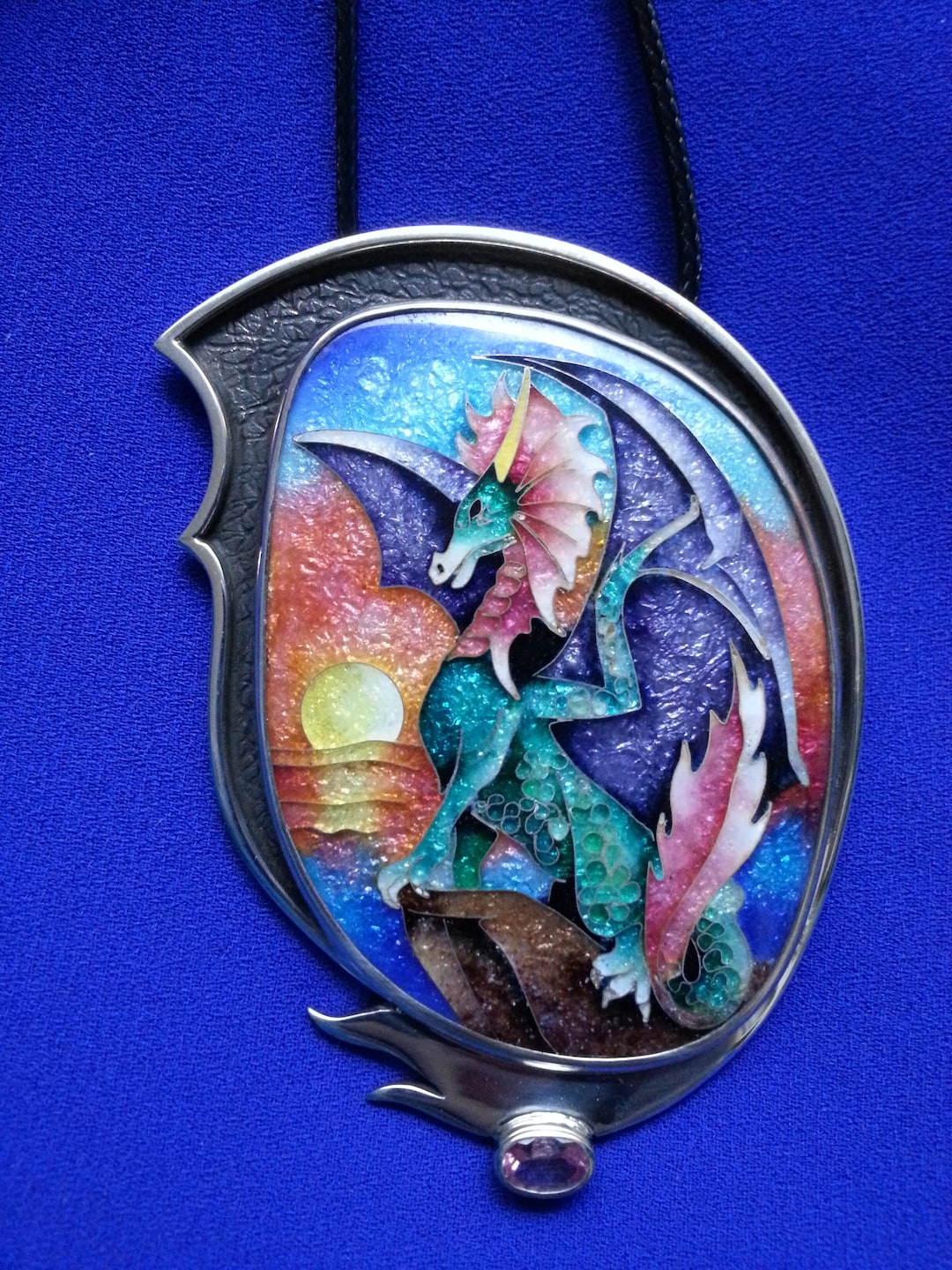 Magical Sterling Silver Cloisonné Enamel Brooch Pendant, Ancient Wise ...