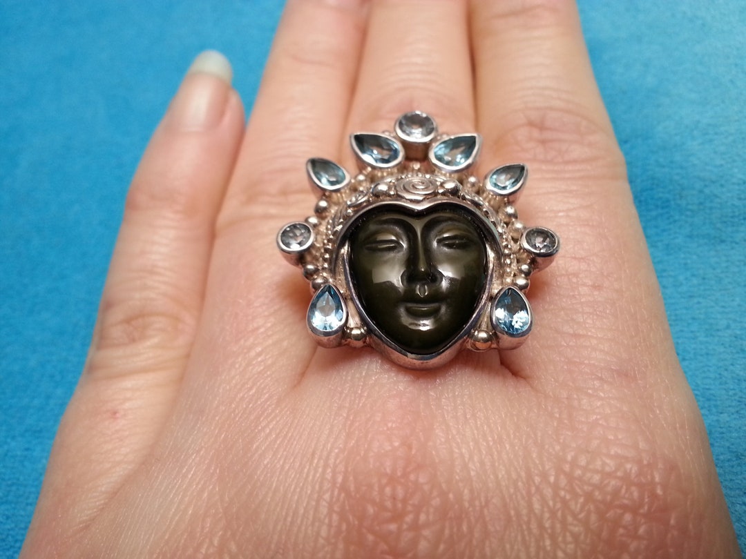 Spectacular Sterling Silver Sajen Ring, Night Goddess, Hand-carved ...