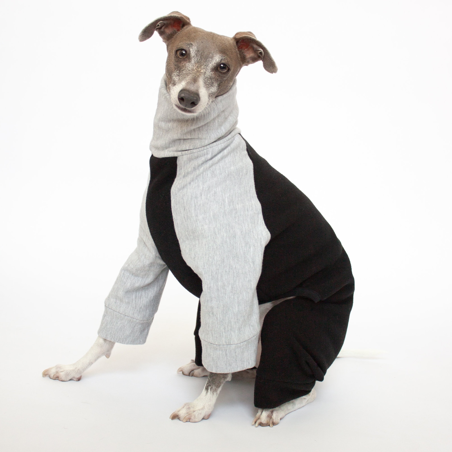 Fleece Dog Pajamas - Black & Grey Organic Cotton | Greyhound, Whippet ...