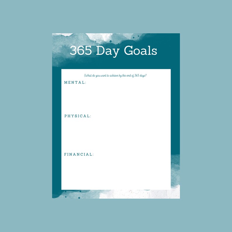 365 Goal Setting Printable Instant Download Planner 2022 Self-care - Etsy