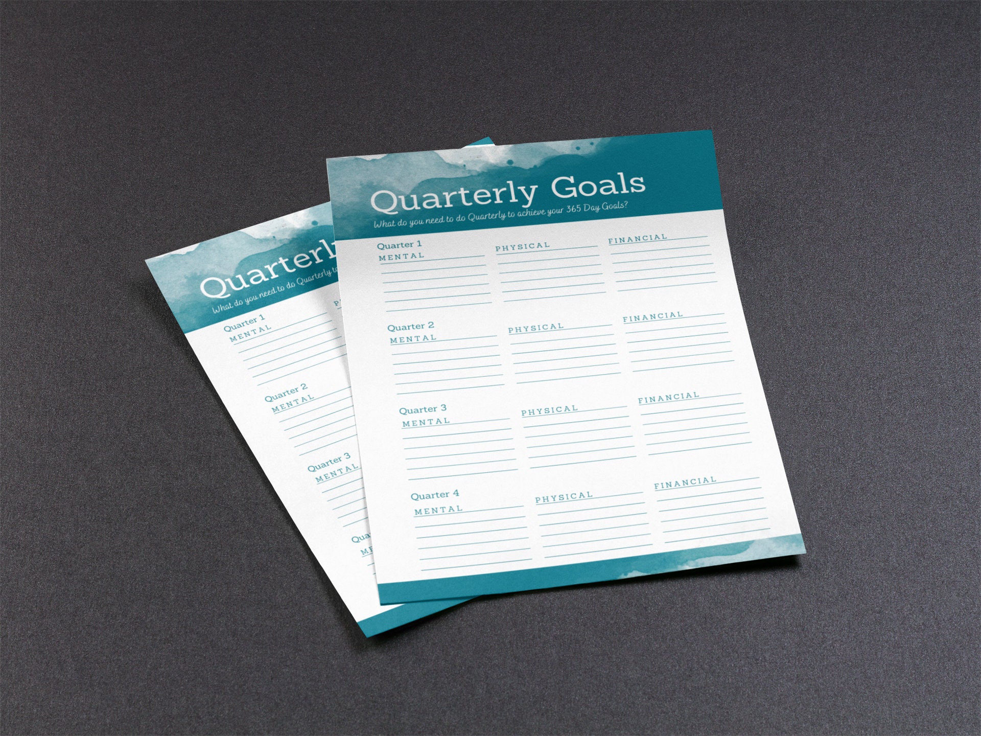 Quarterly Goal Setting Journal Printable Instant Download Planner 2022 ...