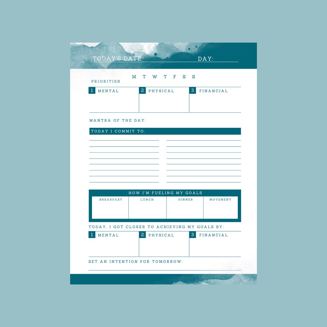 Daily Goal Setting Journal Printable Instant Download - Etsy