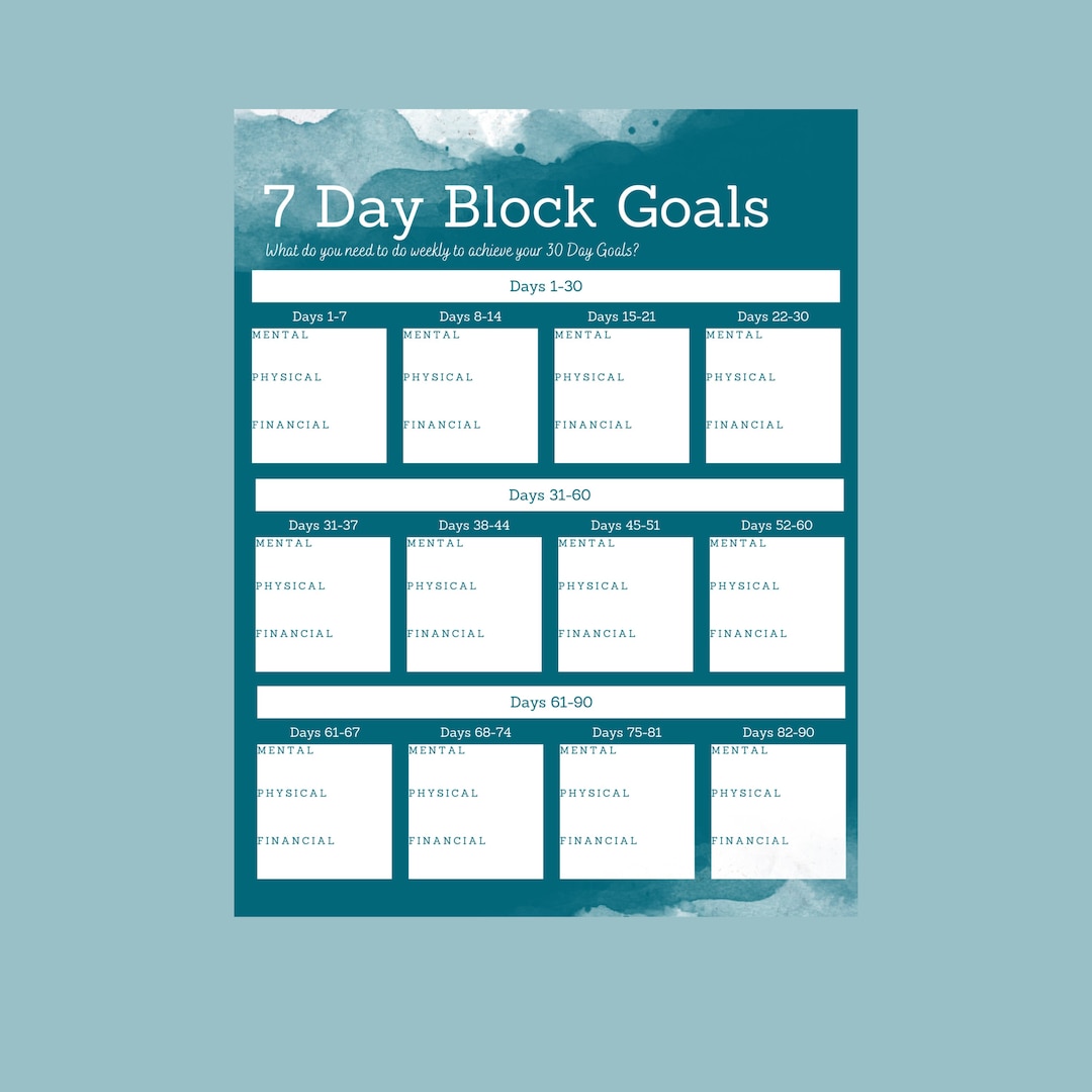 7 Day Block Goal Setting Journal Printable Instant - Etsy