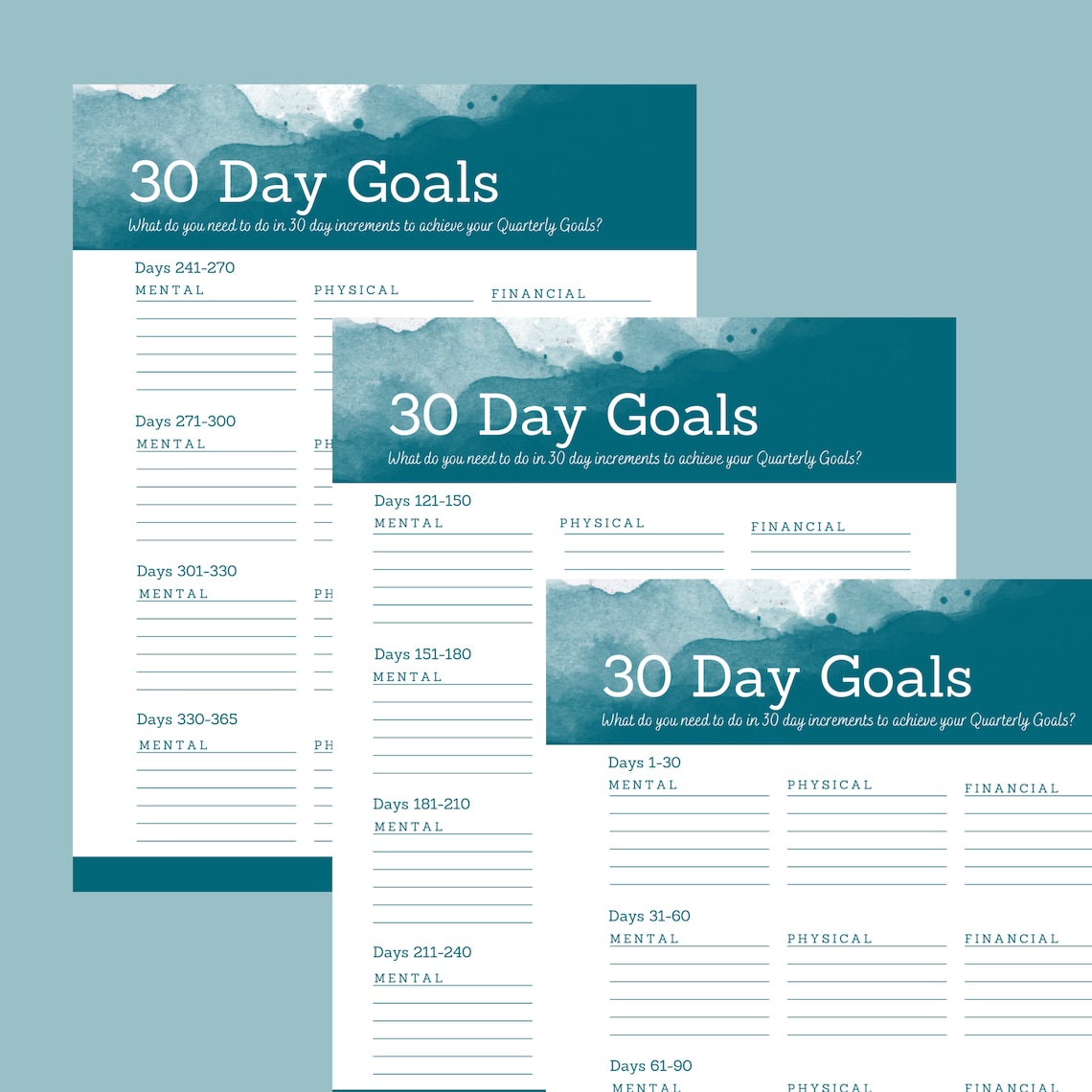 30 Day Goal Setting Journal Printable Instant Download Planner 2022 ...