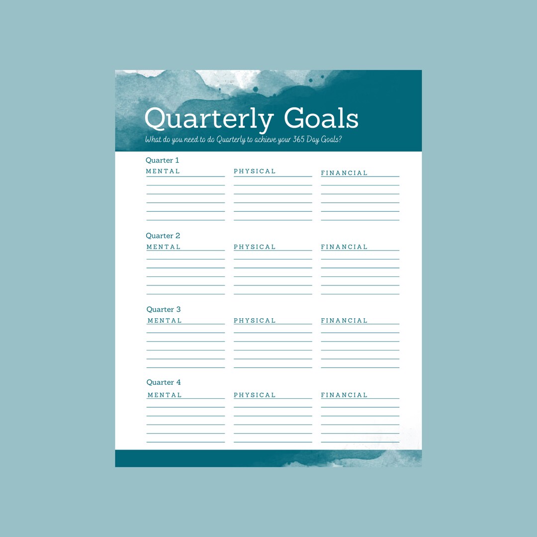 Quarterly Goal Setting Journal Printable Instant Download Planner 2022 ...