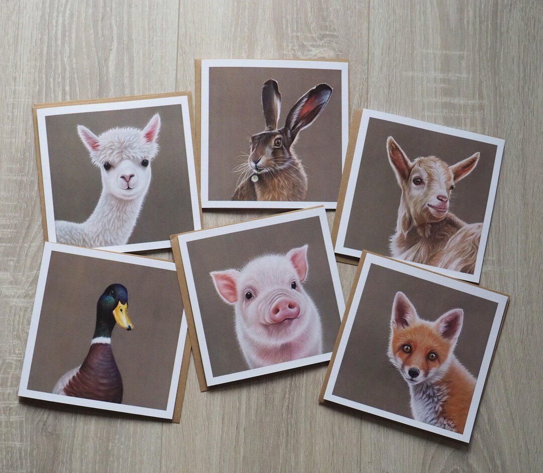 6-pack Wildlife Greeting Card Set - Etsy