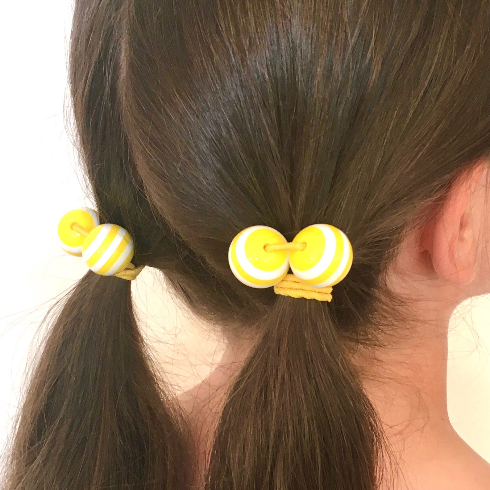 Yellow Hair Bobbles for Girls, Yellow Bead Hair Accessories. Retro Hair ...