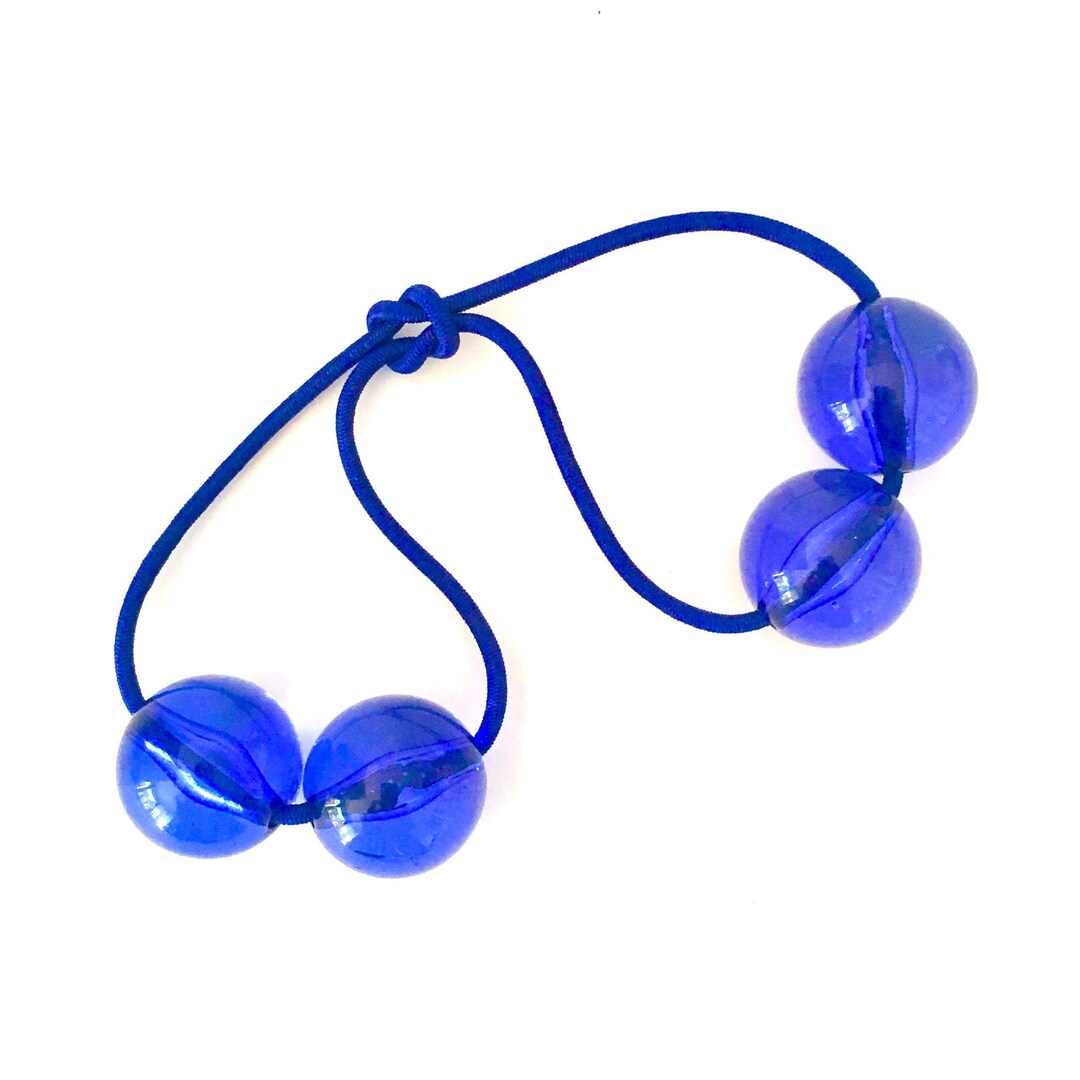 Blue Hair Bobbles for Girls, Ball Hair Accessories. Bead Hair Ties for ...