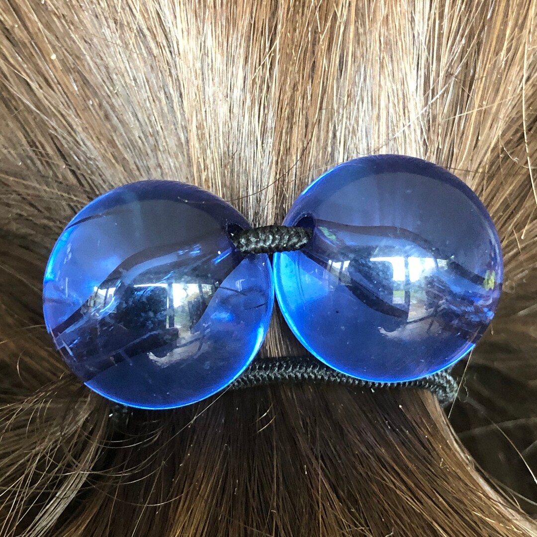 Blue Twin Ball Hair Bobbles for Girls. Toddler Hair Bobbles. Blue Retro ...