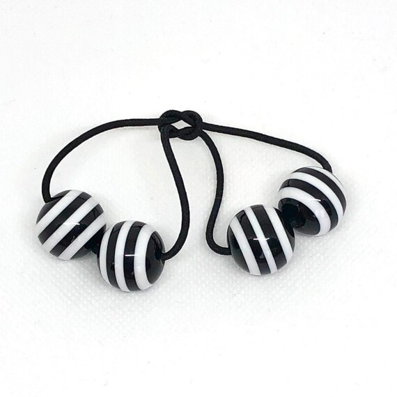 Black Hair Bobbles for Girls Ball Hair Tie Accessories. Beaded Ponytail Holders. Etsy UK