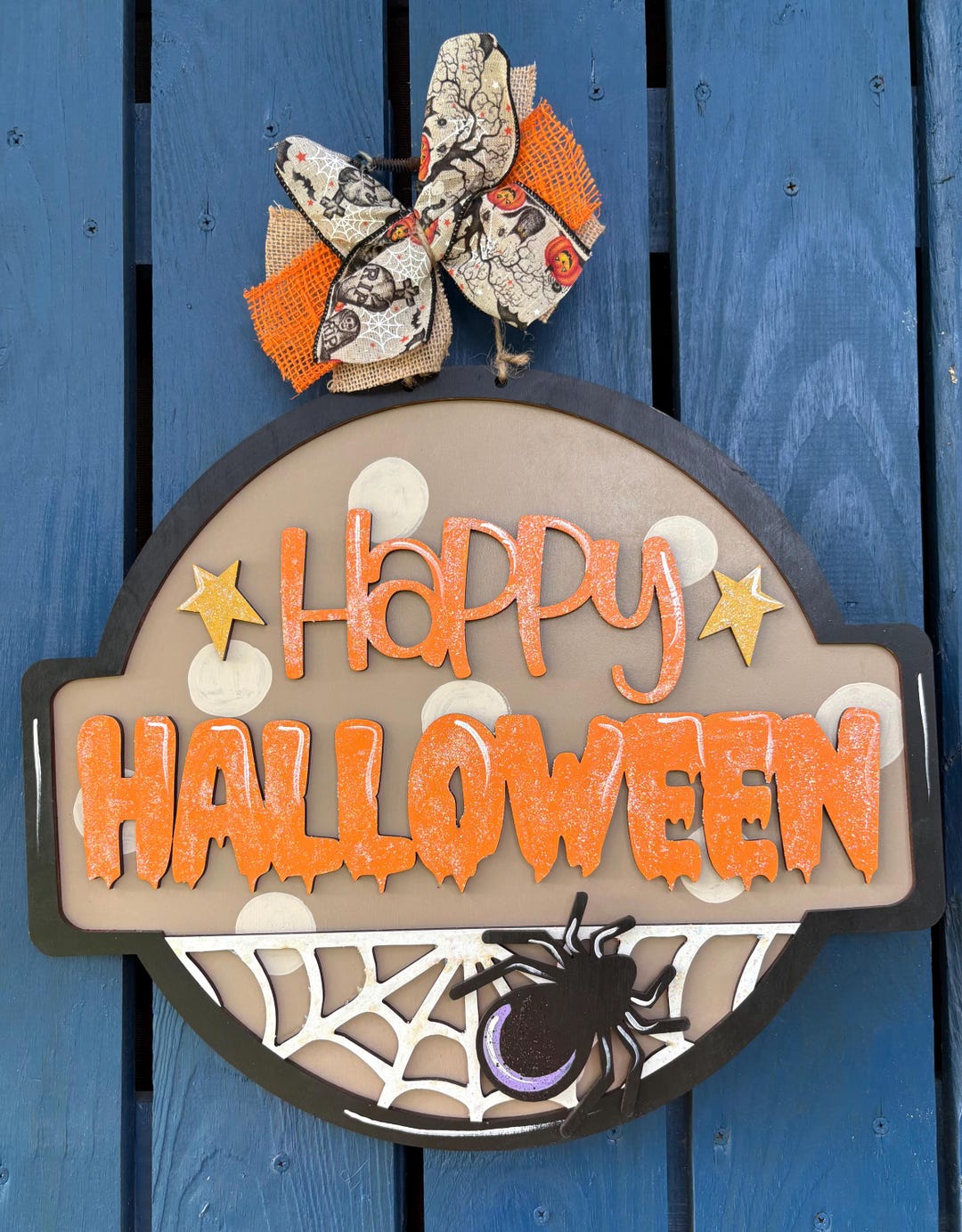 Happy Halloween Door Hanger | Spider Sign | Halloween Door Decor | 18 ...