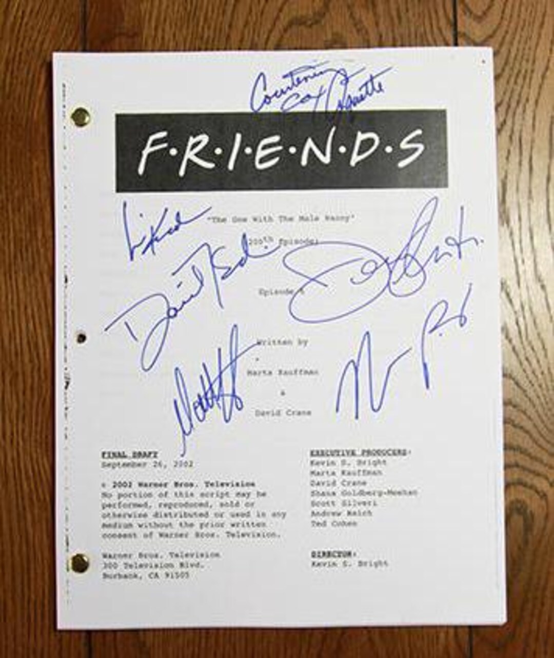 FRIENDS Full Cast Reprinted Signed TV Script | Matthew Perry Courtney ...