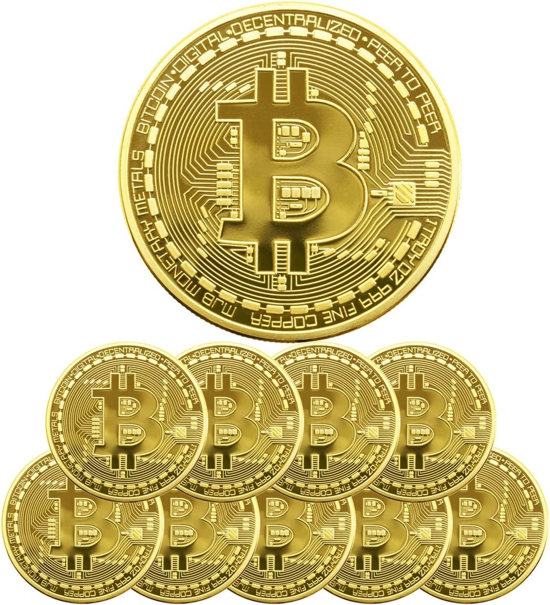 10pcs Bitcoin Coin, Bitcoin Commemorative Coin 24K Gold Plated, 3mm BTC ...