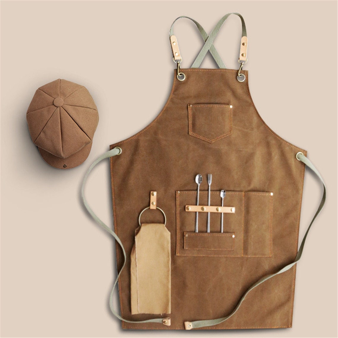 Work Canvas Apron For Barber Barista Bistro Bartender Aprons Etsy